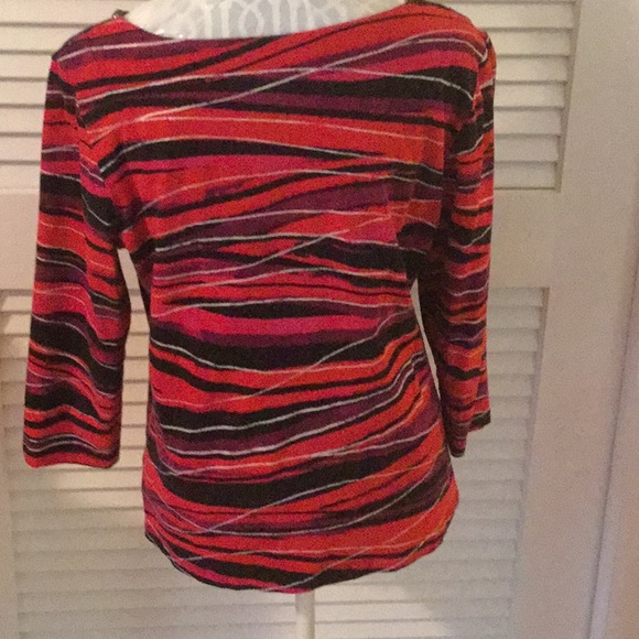Ruby Rd. | Tops | Ruby Rd Red Black White Striped Shirt | Poshmark